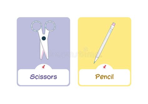 School Supplies Vocabulary Flashcards Recurso De Efl 1 Stock Illustration Illustration Of