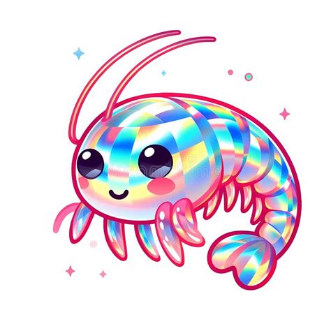 Cute Holographic Krill On White Background Ai Generated Stock