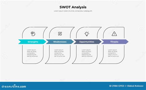 Swot Diagram Schema Template With Stripes And Arrows Cartoon Vector