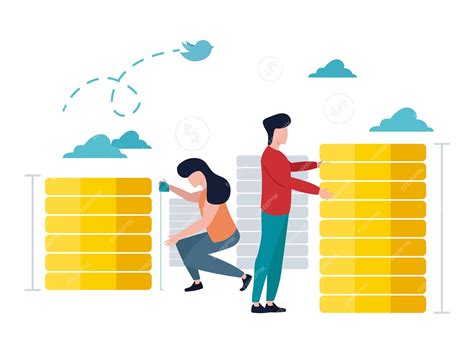 Premium Vector Econometrics Bill Stacks Of Different Sizes People