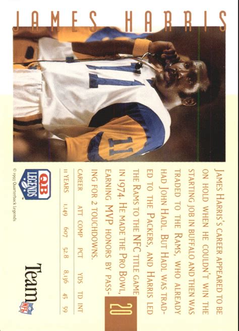 1993 Quarterback Legends 20 James Harris A6171 Nm Mt