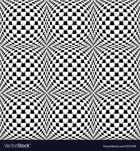 Design Seamless Monochrome Warped Grid Pattern Vector Image