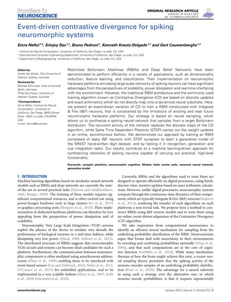Pdf Event Driven Contrastive Divergence Neural Sampling Foundations