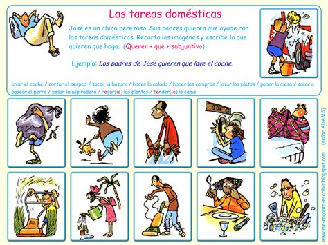 Me encanta escribir en español Las tareas domésticas el subjuntivo