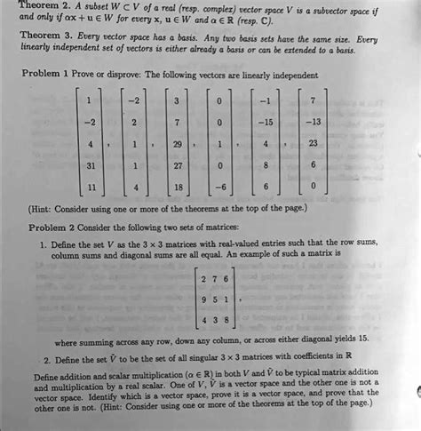 Get Answer Theorem 2 A Subset W ⊂ V Of A Real Resp Complex Vector