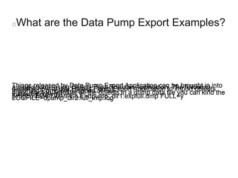 Data Pump Export Examples Pptx