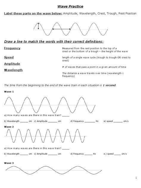 Wavelength Frequency And Energy Of Waves A Chemistry Or Physics Worksheets Library