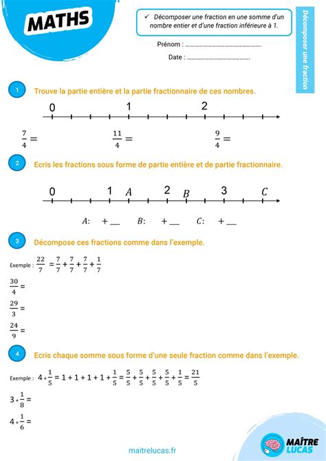 Exercices Décomposer Une Fraction Cm2 Cm1 Maître Lucas Fraction Cm2 Fractions Cours De Maths