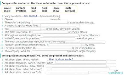 Passsive Presentpast Interactive Worksheet Topworksheets