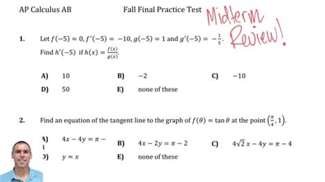 Calculus Ab Midterm Review Youtube