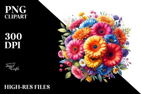 Vibrant Colorful Watercolor Bouquet Clipart