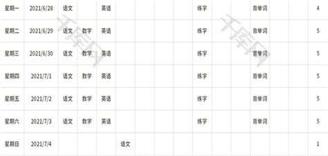 假期学习计划表excel模板 千库网 Excelid：151743