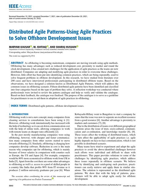 Distributed Agile Patterns Using Agile Practices To Solve Offshore Development Issues Pdf