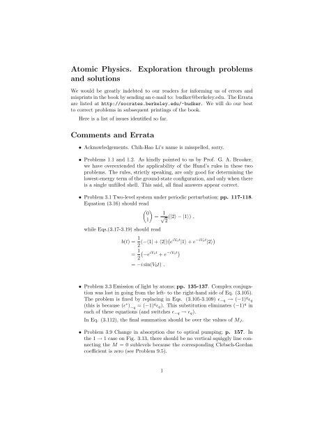 Atomic Physics Exploration Through Problems And Solutions