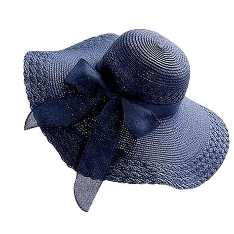 Noarlalf Beach Hats For Women Women Colorful Straw Bow Hat Sun Floppy