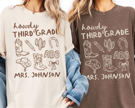 Howdy Third Grade Shirt Custom Teacher Name Tee Western Teacher Shirt