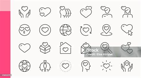 러브 라인 아이콘 세트입니다 관계 우정 열정 동정 감정 기호 상징 개념에 대한 스톡 벡터 아트 및 기타 이미지 개념 개체 그룹 검은색 Istock