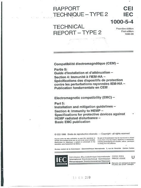 Iec 61000 5 4 Ed 1 1996 08 Emc Installation And Mitigation Guidelines