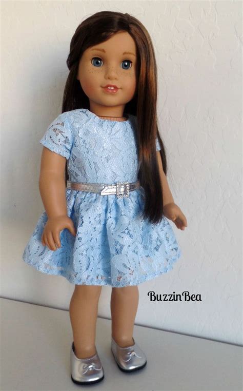 Light Blue Lace Dress With Silver Belt Etsy American Girl Doll
