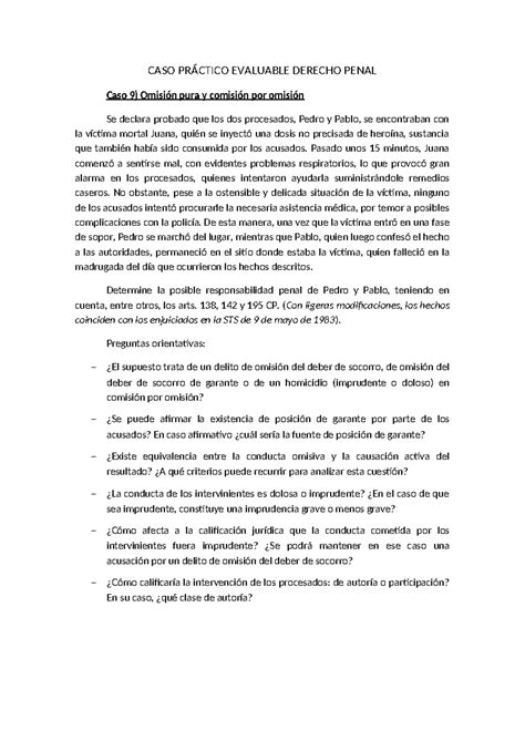 Caso Práctico Evaluable Derecho Penal Caso PrÁctico Evaluable Derecho