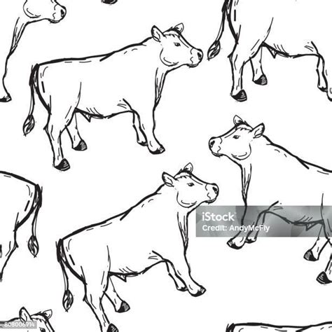 Sapi Potong Bertema Pola Mulus Ilustrasi Stok Unduh Gambar Sekarang
