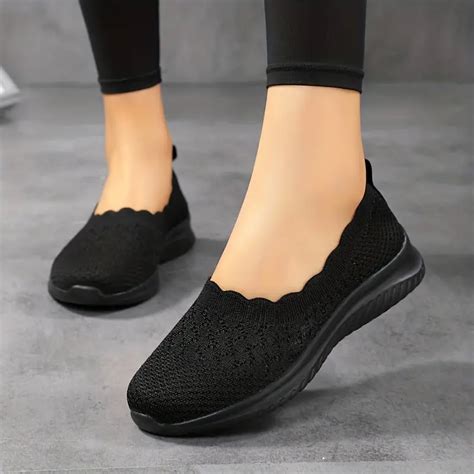 Womens Breathable Flying Woven Flat Shoes Casual Slip Temu Ireland