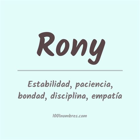Significado Del Nombre Rony