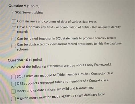 Solved In Sql Server Tables Contain Rows And Columns Of