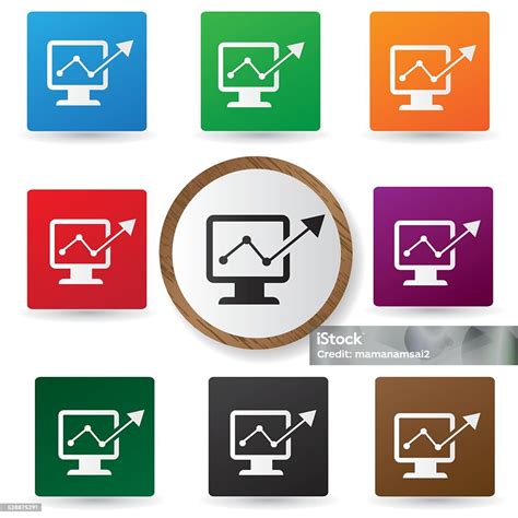 Computer Analysis Icons Clean Vector Stock Illustration Download