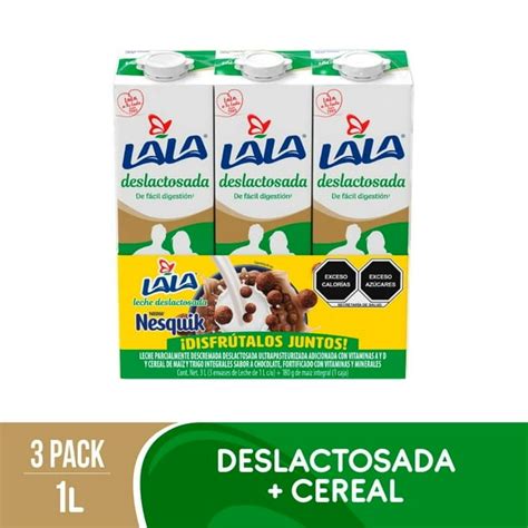 Combo Leche Lala Deslactosada 3 Pzas 1 L C U 1 Cereal Nesquik 180 G