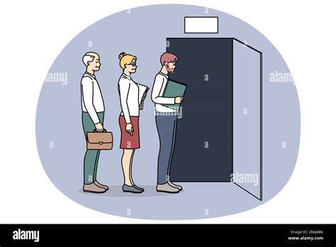 People Standing In Queue To Exit Made Leaving Jobs In Office Diverse