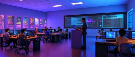 Coding Lab With Dynamic Lighting And Advanced Technology Premium Ai Generated Image