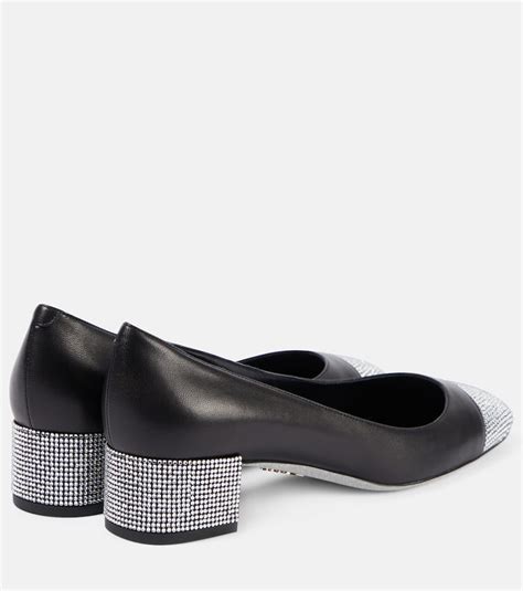 René Caovilla Crystal Embellished Suede Pumps In Black Modesens