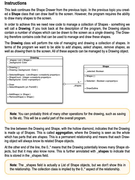 Instructions This Task Continues The Shape Drawer Chegg