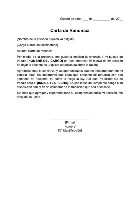 Carta De Renuncia Voluntaria Simple Ejemplos Y Modelos