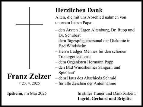 Traueranzeigen Von Franz Zelzer Trauer Flz De