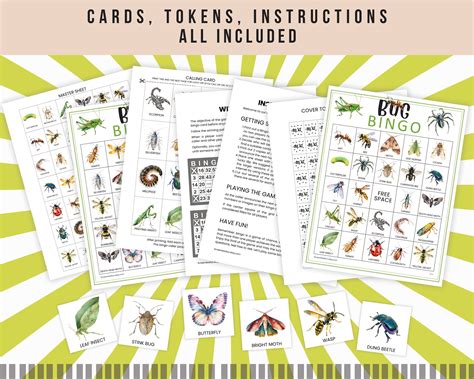 Insect Creepy Crawlies Party Game Bug Bingo Printableinstant Download