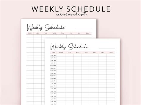 Weekly Schedule Printable Weekly Schedule Template Weekly Schedule