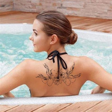 12 Feuilles Autocollants De Tatouage Temporaire Noir Pour Femmes
