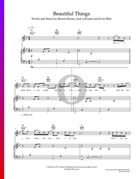 Beautiful Things Benson Boone Piano Sheet Music OKTAV
