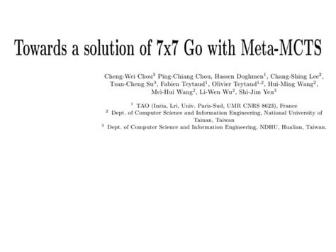 Meta Monte Carlo Tree Search Ppt