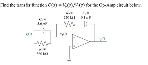 Solved Find The Transfer Function G S Vo S Vi S For The Chegg