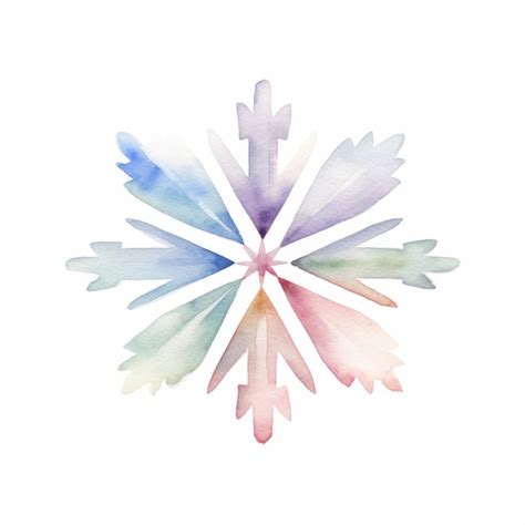 Dainty Symmetrical Snowflake Watercolorstyle Flat Vector Illustration