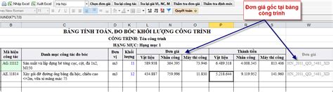 Tính đơn giá trực tiếp theo mức giá hiện tại trong Phần mềm Dự toán