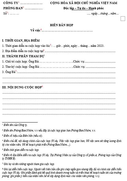 Mẫu Biên Bản Họp Giao Ban Chi Tiết Mới Nhất Hiện Nay