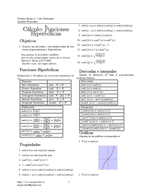 Integrales Hiperbolicas Imprimible Calculo Sveliz Descargar Gratis
