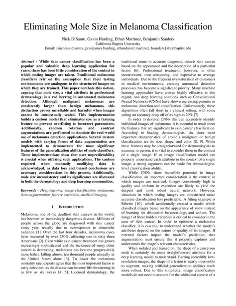 Eliminating Mole Size In Melanoma Classification Deepai