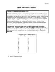 Independent Samples T Test Assignment Docx PSYC SPSS INDEPENDENT SAMPLES T Problem Set