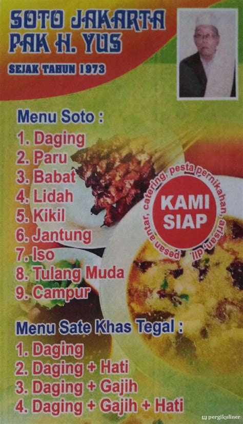 Selalu Diperbarui Menu Soto Jakarta Pak H Yus Menteng