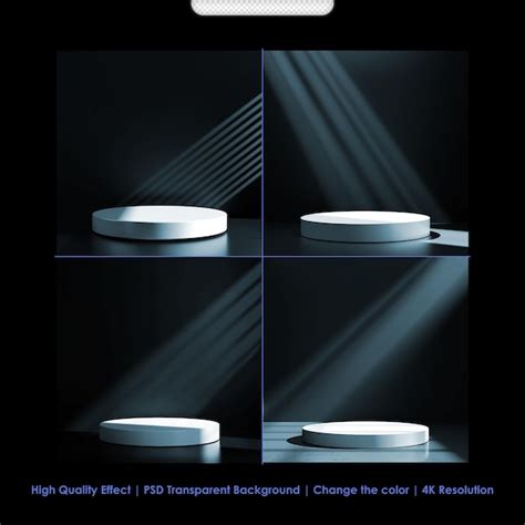 빛이 있는 방에 있는 색 둥근 포디움 제품 프레젠테이션을 위한 검은색 바탕의 빈 단순한 기단 프리미엄 Psd 파일